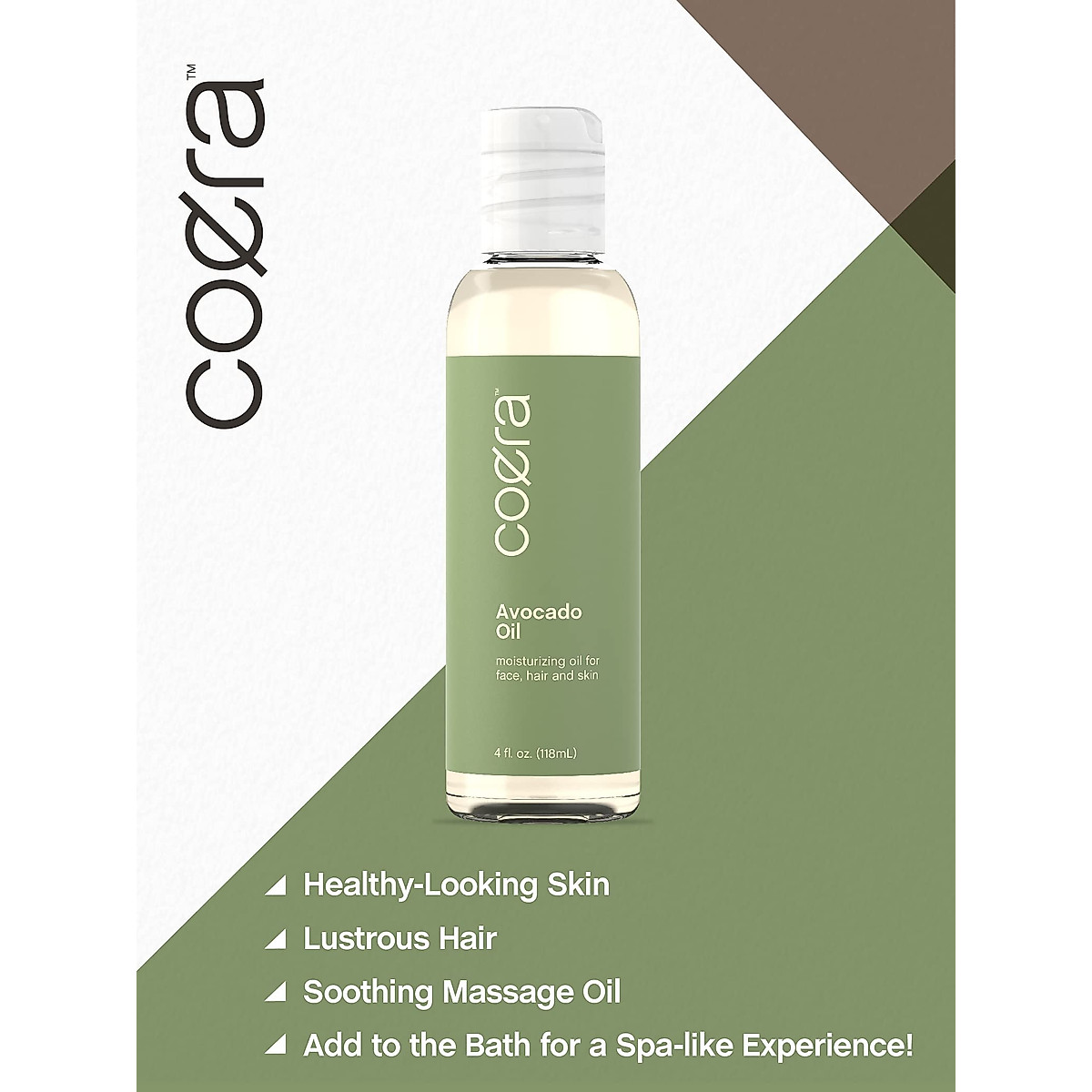 Horbäach Avocado Oil | 4 fl oz | Moisturizing Oil for Face, Hair, Skin and Nails | Free of Parabens, SLS, & Fragrances | Coera