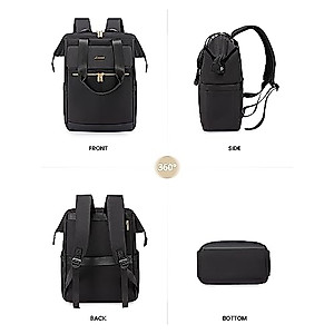 LOVEVOOK Laptop Backpack for Women Men, 15.6 Inch Work Backpacks Purse with USB Port, Waterproof Nurse Teacher Bag, Wide Open Business Travel Computer Backpack, Convertible College Tote Daypack