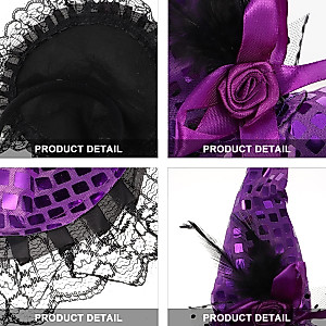 minkissy 2Pcs Witch Hat Headband Halloween Headband Witch Hat Headpiece for Costume Halloween Masquerade Costume Prom Party Purple
