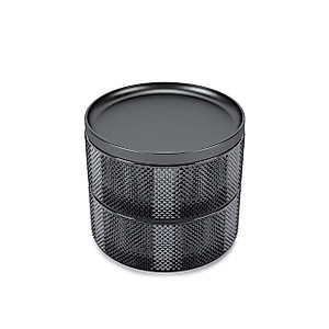 Umbra Tesora Jewelry Organizer, Two-Tier Storage Box with Removable Lid, Smoke