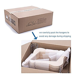 Nature Smile 20 Pack Unfinished/Natural Kids Baby Children Toddler Wooden Shirt Dress Coat Hangers with No Painting - 360°Stronger Anti-Rust Chrome Swivel Hook - Extra Smoothly Cut Notches