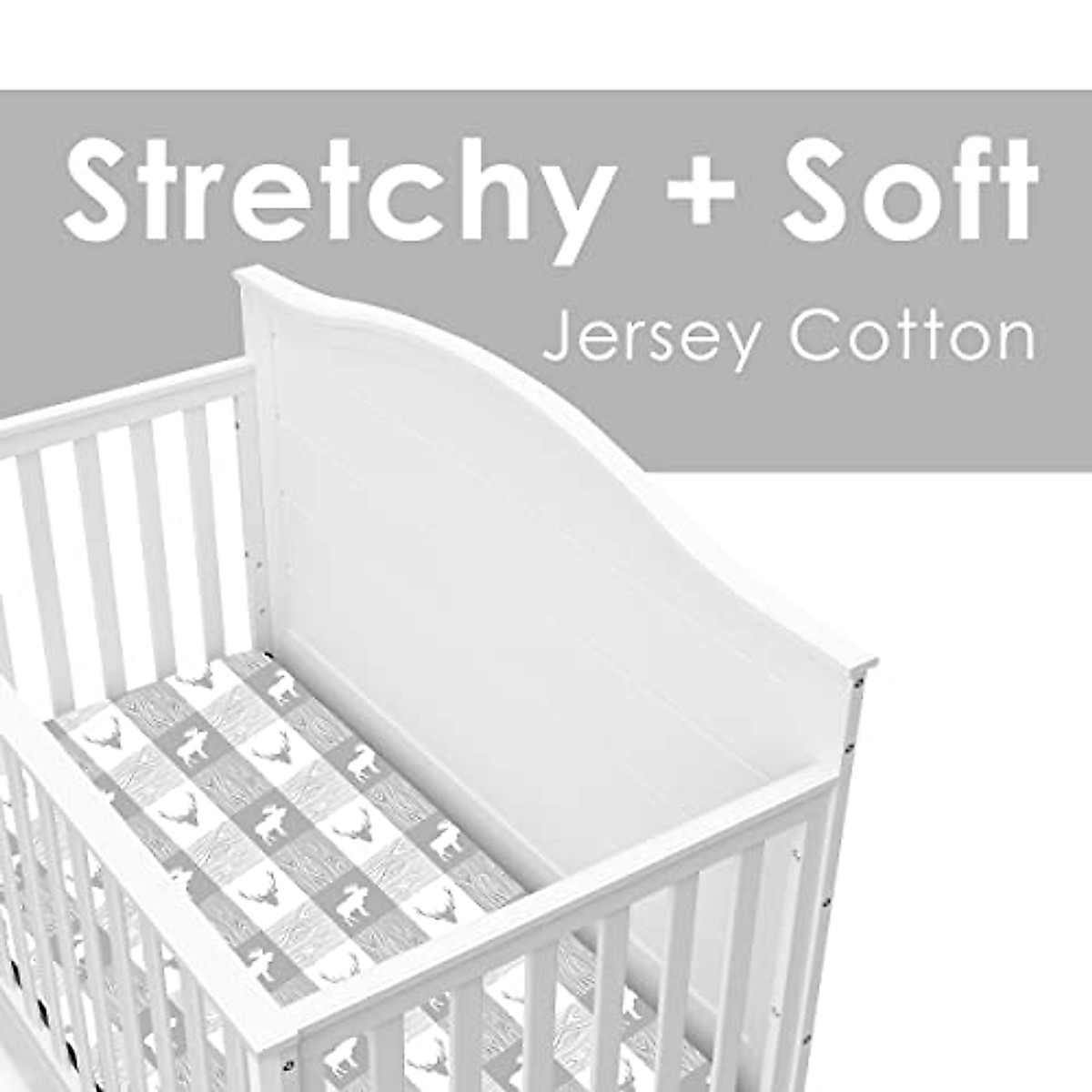 GROW WILD Crib Sheet 3 Pack | Soft Boy Crib Sheets Neutral | Grey Baby Crib Sheets for Boys | Woodland Nursery Crib Mattress Sheet (Forest Fun)