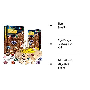 CAPKIT 15Pcs Gemstone Dig Kit, STEM Educational DIY Toys Science Gem Dig Kit, Dig Up 15 Unique Gemstones, Rock Digging Kit for Kids, Archaeology- Best Gifts for Boys Girls Kid Toys