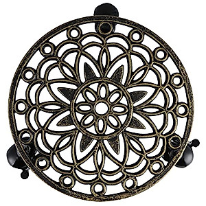 Skelang Cast Iron Plant Caddy 11", Rolling Plant Stand with Locking Wheels, Plant Pot Trolley for Moving and Supporting Heavy Duty Plants, Load Capacity 350 Lbs (Bronze)