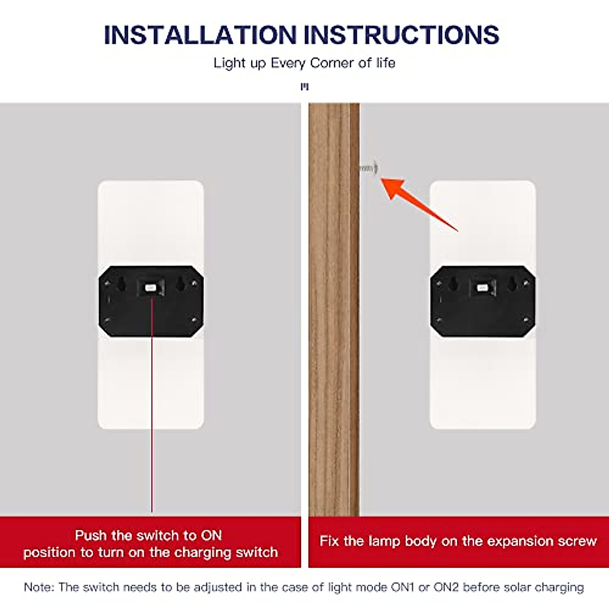 YONCDIAT Solar Lights Outdoor, White and Warm 2 Color,12LED IP65 Waterproof Solar Powered for Wall Outside Garden Fence Porch【2 Pack】 (S)
