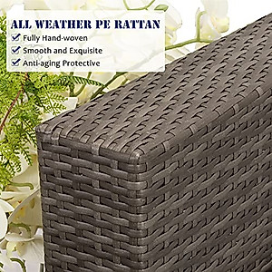 Wisteria Lane 8 Piece Outdoor Patio Furniture Sets, Outdoor Sectional Furniture with Tempered Glass Table and Cushion, Wicker Patio Conversation Sets for Garden Backyard, Blue