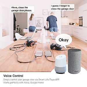 EVERSECU Tuya Smart WiFi Switch Garage Door Opener Controller Work with Alexa Echo Google Home SmartLife/Tuya APP Control No Hub Required