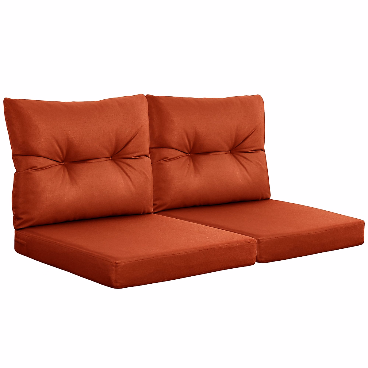 YEFU Outdoor Deep Seat Cushion Set of 2, Double Waterproof Tech Fade Resistant Outdoor Chair Cushions, Patio Furniture Cushions with Straps for Chair Sofa Couch, 24x24 Inch, Burnt Orange