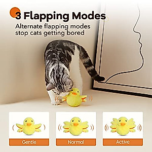 Potaroma Cat Toys Rechargeable Flapping Duck 4" with SilverVine Catnip, Lifelike Quack Chirping, Beating Wings Kicker Touch Activated Kitten Plush Interactive Exercise Toys