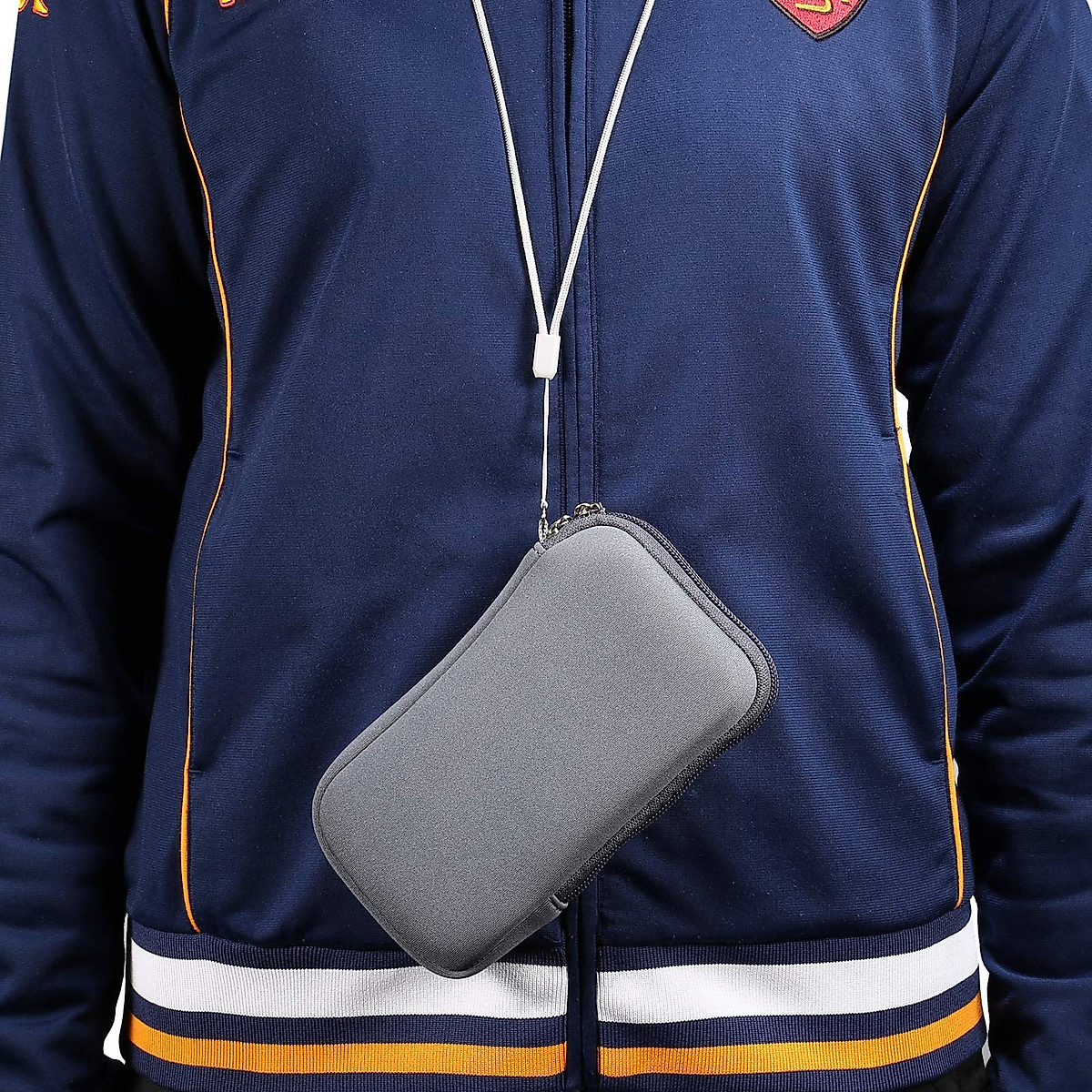 Zippered Neoprene Cell Phone Sleeve Mesh Pocket Pouch for iPhone 16 Plus 15 Plus iPhone 15 14 13 Pro Max 12 Pro Max Google Pixel 8/7 Pro 6 Pro OnePlus 12 11 Moto G Power 2022 (Gray)