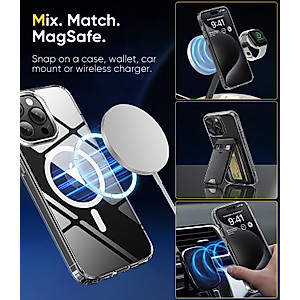 SUCGLES for iPhone 15 Pro Max Case with MagSafe [Ultra Strong Magnetic] [12FT Military Drop Protection] [Shockproof Bumper] Slim Thin Mag Safe Promax Phone Cover for Apple 15pro Max (Clear/Magnet)