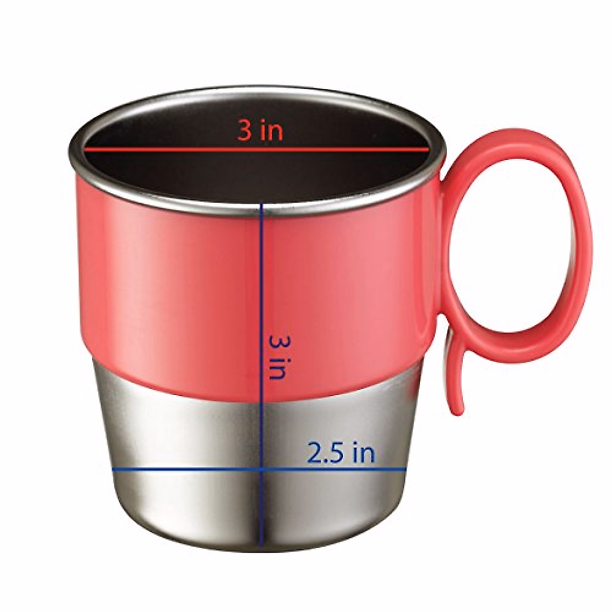 Innobaby Din Din Smart Stainless Steel Cup (9 oz) with Handle for Babies, Toddlers and Kids. BPA Free, Pink , 9.5 Ounce