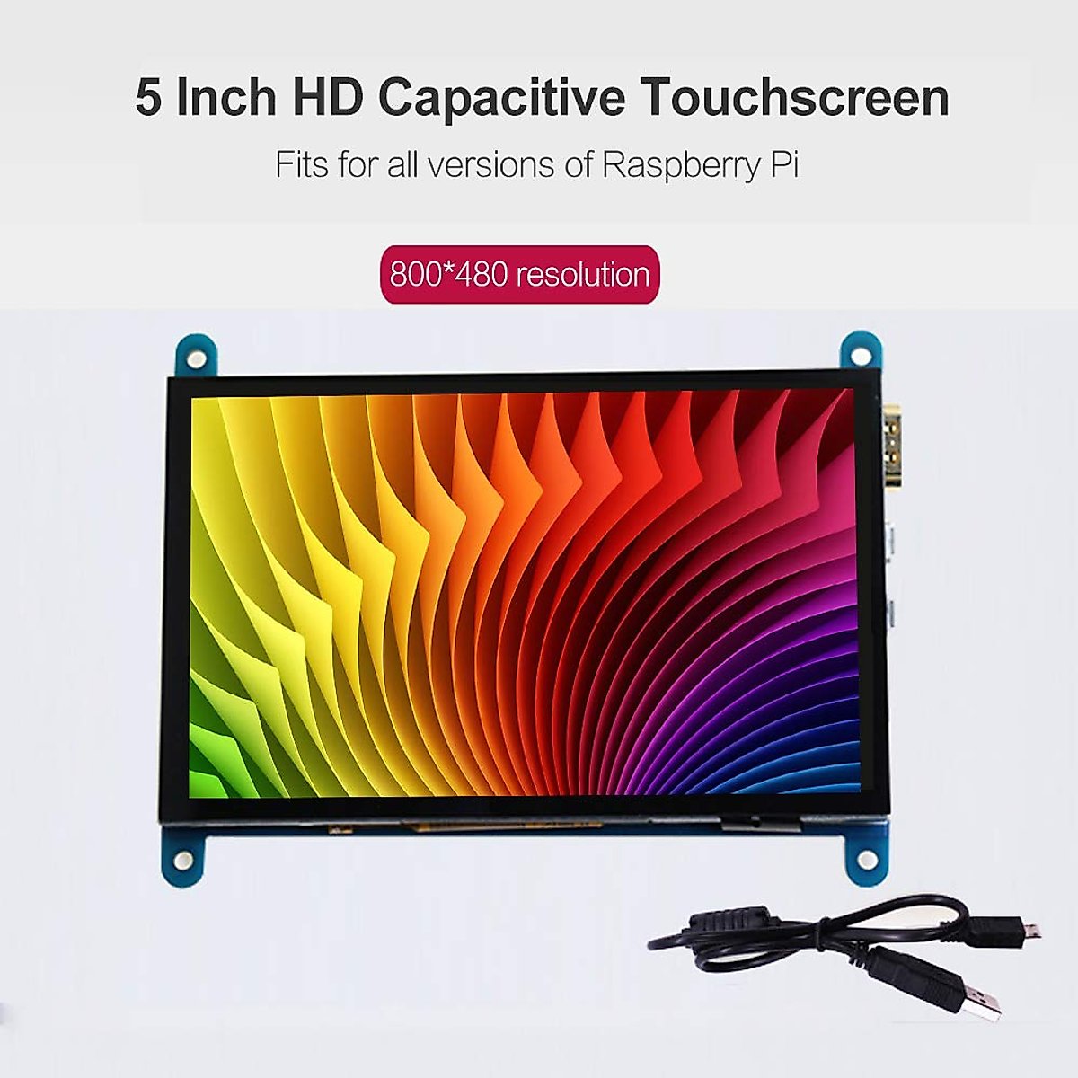 Aibesy 5 Inch HD Capacitive Touchscreen Display 800480 Resolution Small Portable Monitor with USB HD Interface Compatible with Raspberry Pi Educational Tool