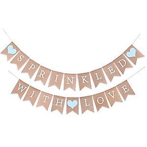 Sprinkled with Love Banner - Rustic Burlap Baby Shower Banner, Sprinkled with Love Baby Shower Decorations, Baby Birthday Banner, Party Photo Backdrop, Photo Decoration Props