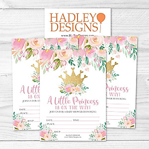 Hadley Designs 25 Princess Baby Shower Invitation For Girl Baby Shower Invitations - Girl Princess Theme Baby Shower Invitations, Baby Sprinkle Invitations Girl Princess Party Invitations