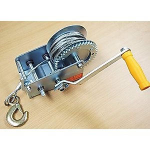 2000LB H.D. Hand Winch Dual Gear Steel Cable ATV Towing Trailer Boat (1)