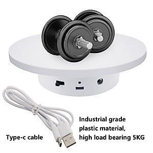 Rotating Display Stand Turntable With Remote Control 2 Lids 5.1in/7.09in Diameter 11lb Load capacity Type-C Power Supply for Photography Product, Turner Cup Displaying (18cm White)