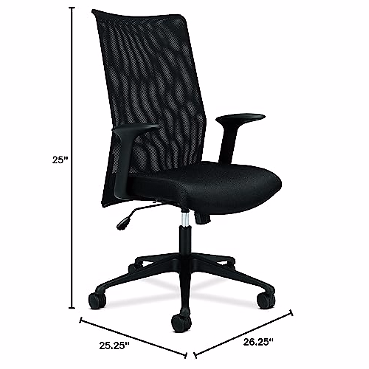 Basyx by Hon VL573 Mesh High-Back Work Chair, Black Fabric, Black