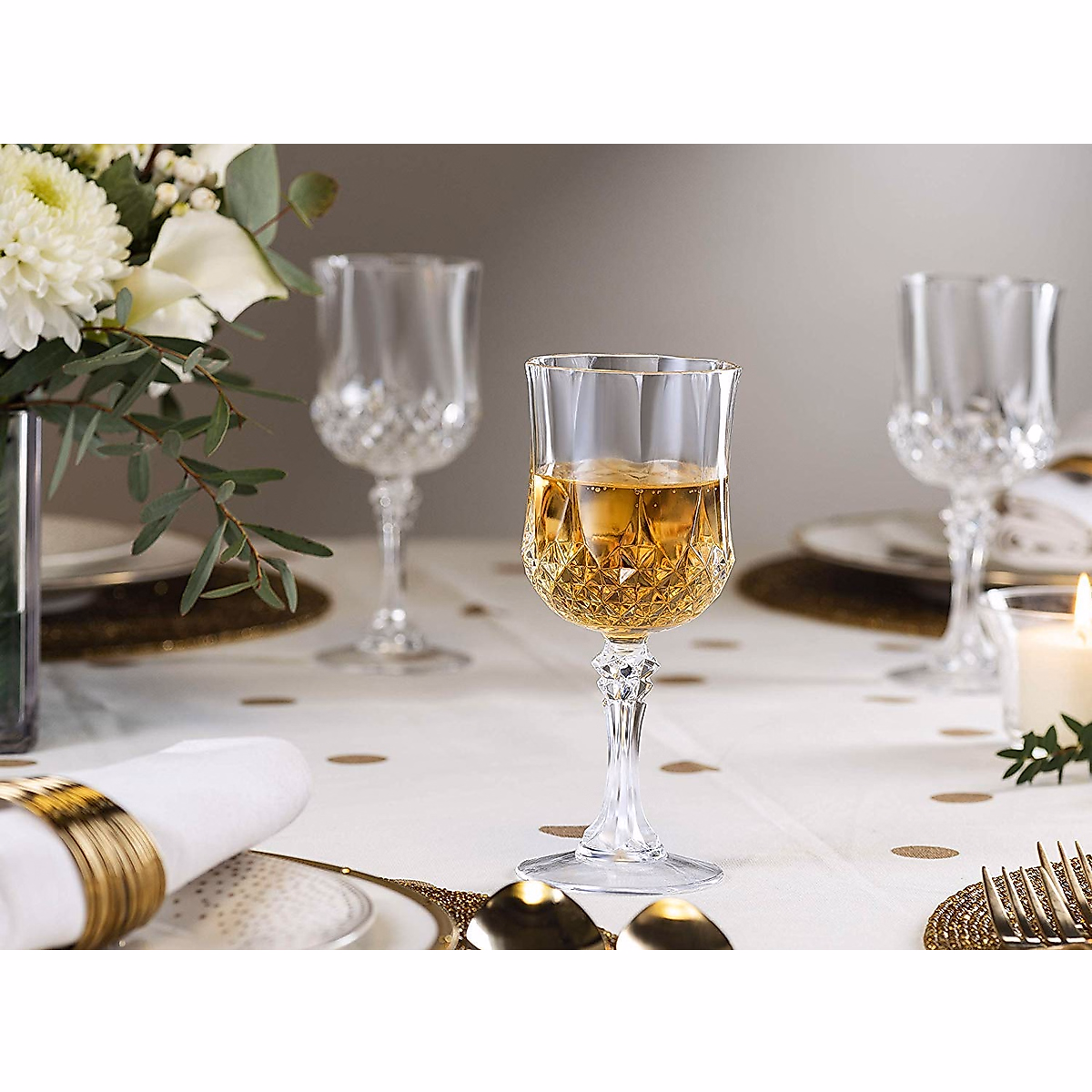 JNSM Wine Glasses/Crystal Clear Champagne Wine Glasses with Diamond Cuts for Any Occasion (220ml, Set of 2)