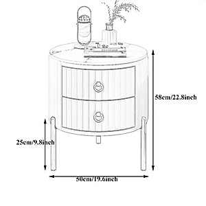 Mobile Side Table Small Side Table with 2 Drawers, Bedside Furniture, Night Stand, End Table with Gold Frame for Bedroom,Living Room, Round Coffee Table Cocktail Table Sofa End Table ( Color : Gold )