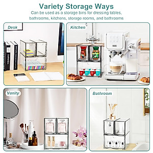 3 Acrylic Coffee Pod Holder Drawer, Stackable K Cup and Tea Bag Organizer, Tea Bag Storage Organizer for Kitchen Organizers and Storage, Multi-Functional Kitchen Organizer, Home Organizer (Clear)