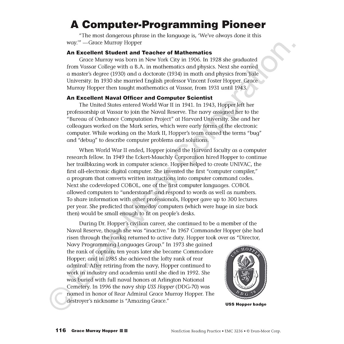 Evan-Moor Non-Fiction Reading Practice, Grade 6