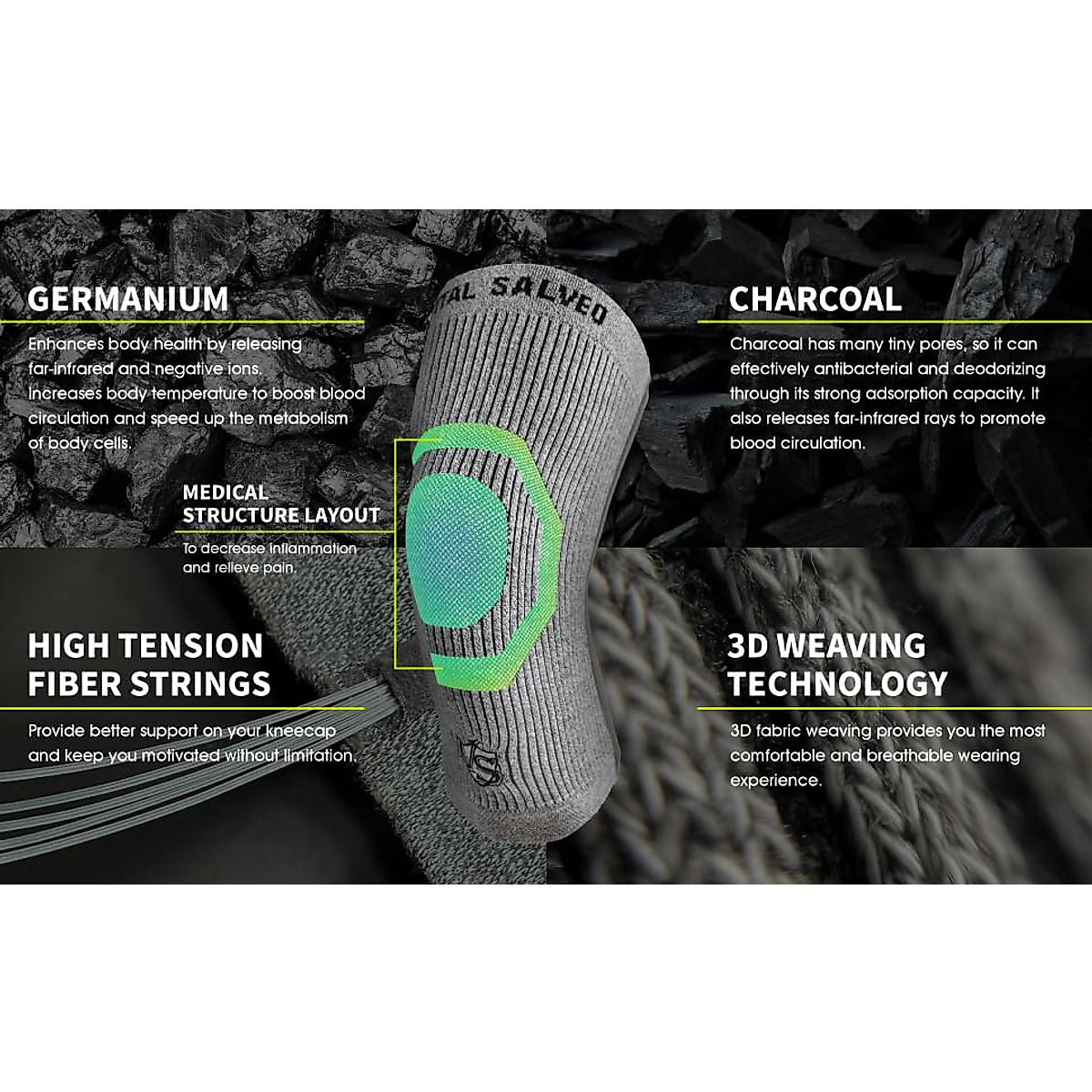 Vital Salveo Knee Compression Sleeve Swelling Recovery Knee Brace S-Support Pain Relief for Men and Women Unisex for Running Basketball Gym Workout Sports Light Grey (1PC) Small