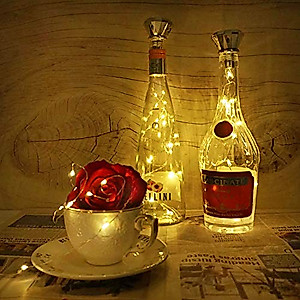 Cynzia Solar Wine Bottle Lights, 6 Pack 20LED Solar Powered Diamond Cork Lights, Waterproof Outdoor Fairy String Light for Garden, Patio, Party, Wedding, Holiday Decor (Warm White)