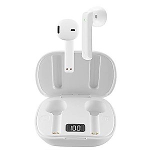 Sunffice Bluetooth Earbuds, Wireless Bluetooth 5.0 Headphones in Ear Earpieces with Charging Case,Hands-Free Headsets with Mic, LED Power Display,Touch Control Earphones for iPhone and Android(White)