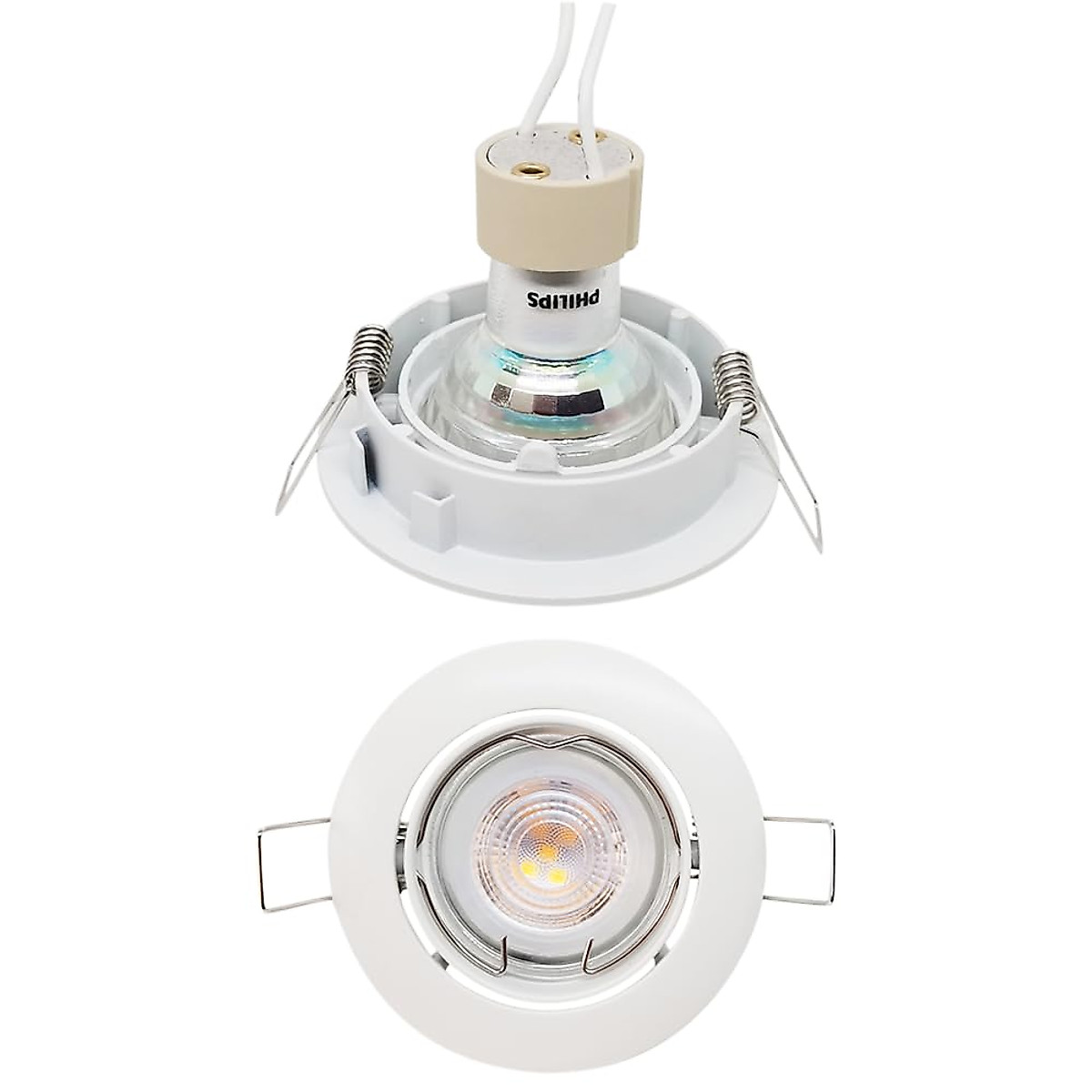 ECHENLED 6 Pack EC8145-3G LED Downlight Fixture Housing MR16 Cut Out Size: 3inch Aluminium GU10 Trimless Recessed Round Frame (White)