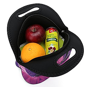 Neoprene Lunch Bag,Thick insulated Lunch Box Bag For Women,Men & Kids Includes Water Bottle Carrier For Snacks & Lunch- Lightweight|Rugged Lunchbox |For Travel,Picnic,School,Office (Purple Butterfly)