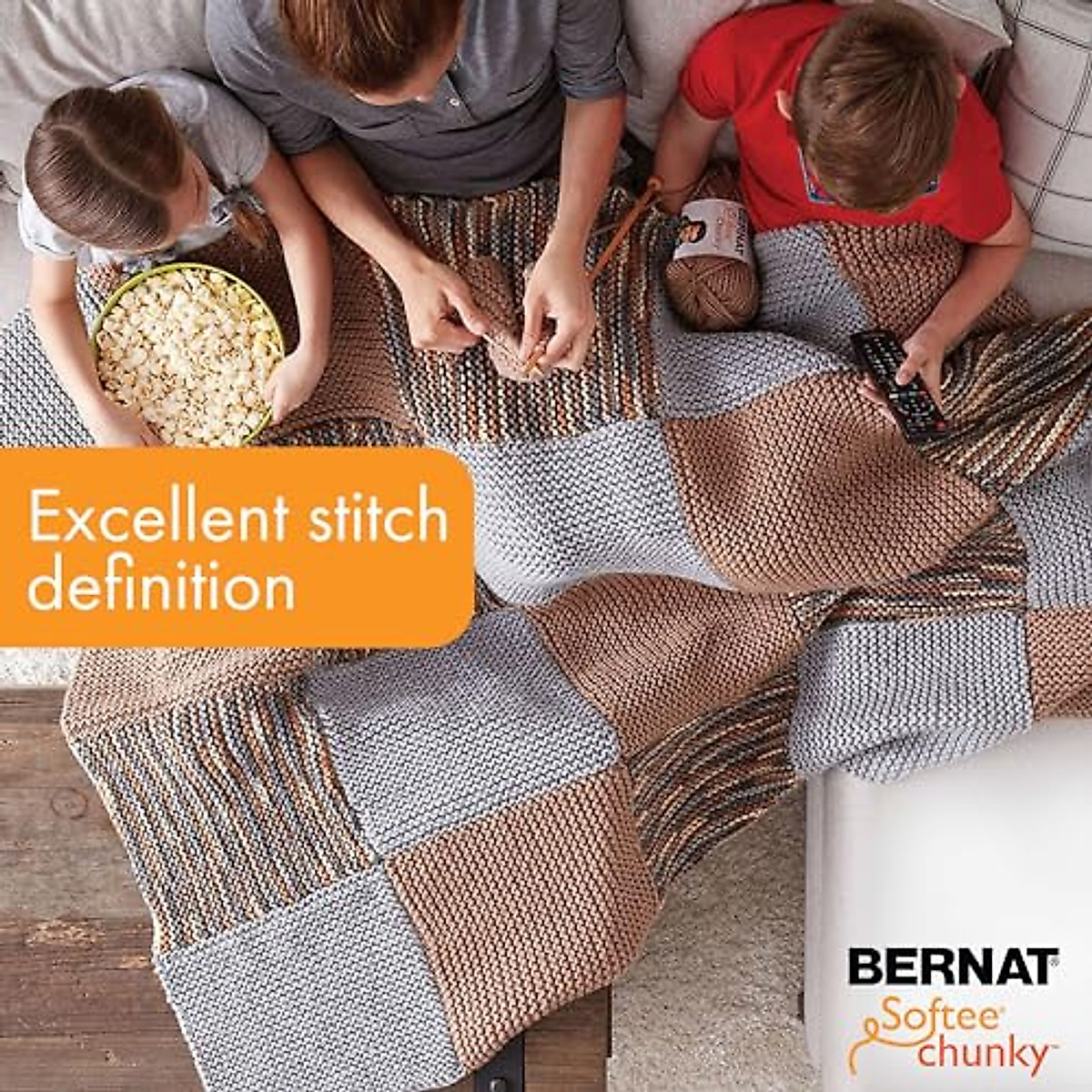 Bernat Softee Chunky Gray Blue Yarn - 1 Pack of 400g/14oz - Acrylic - 6 Super Bulky - Knitting/Crochet