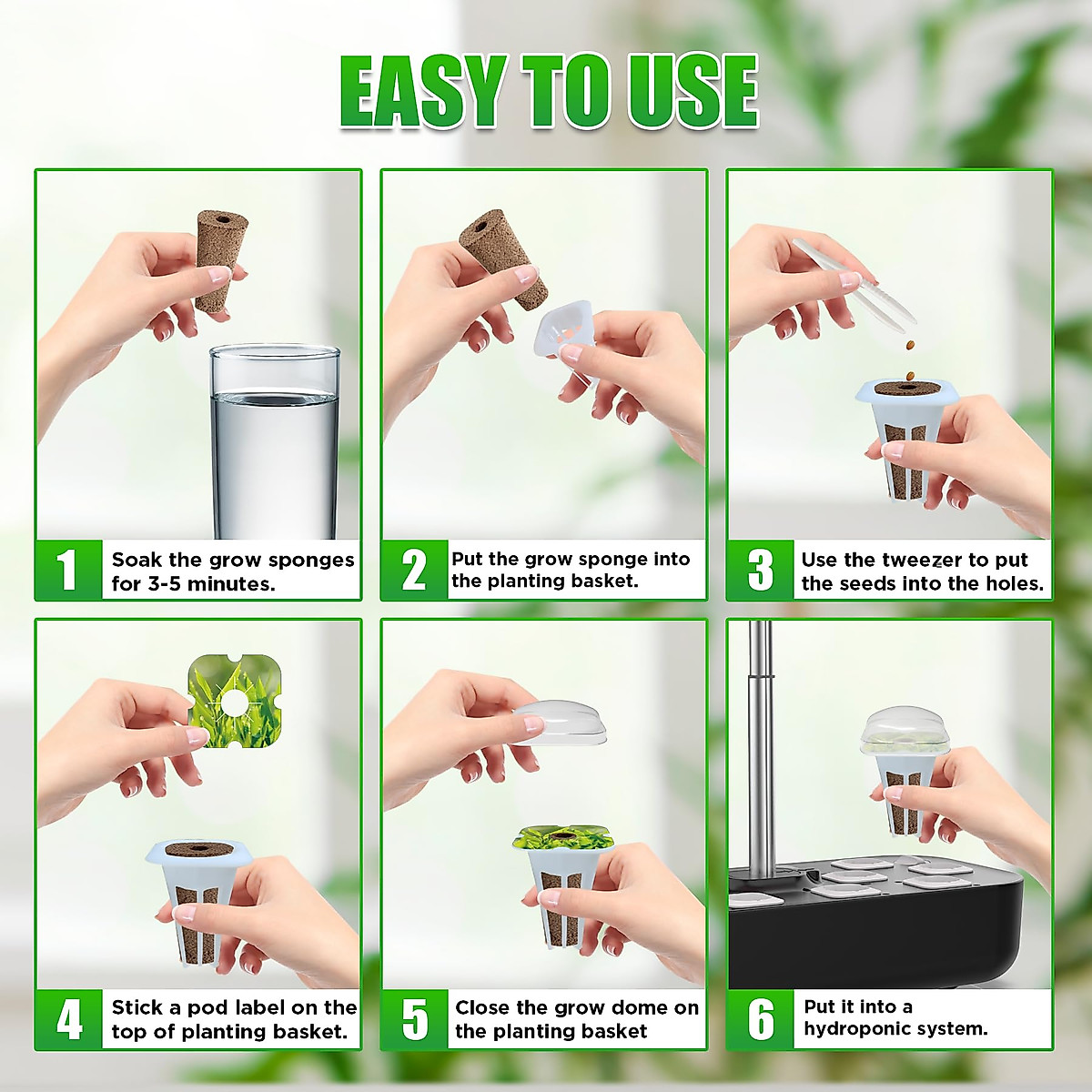 Haovegfloer 30 PCS Grow Sponges, Seed Starter Pods Replacement Root Growth Sponges, Seed Pods Kit for Partly QYO, LYKO, Idoo Hydroponic Garden System(Square