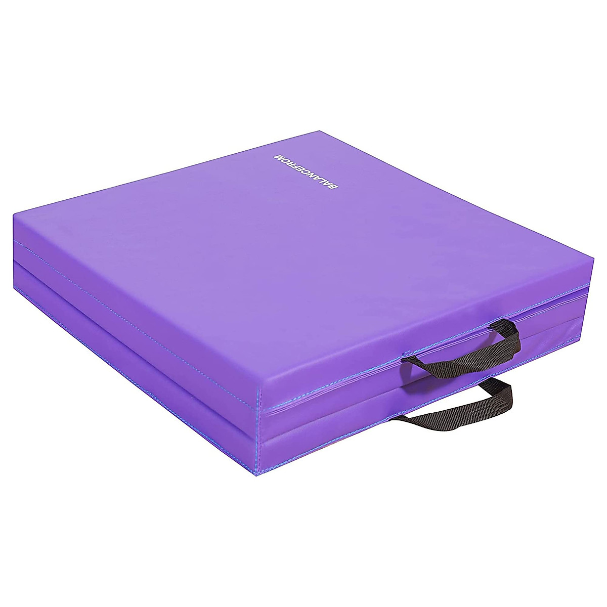 Signature Fitness Three Fold Folding Exercise Mat with Carrying Handles for MMA, Gymnastics and Home Gym Protective Flooring, 1.5-Inch Thick, Purple