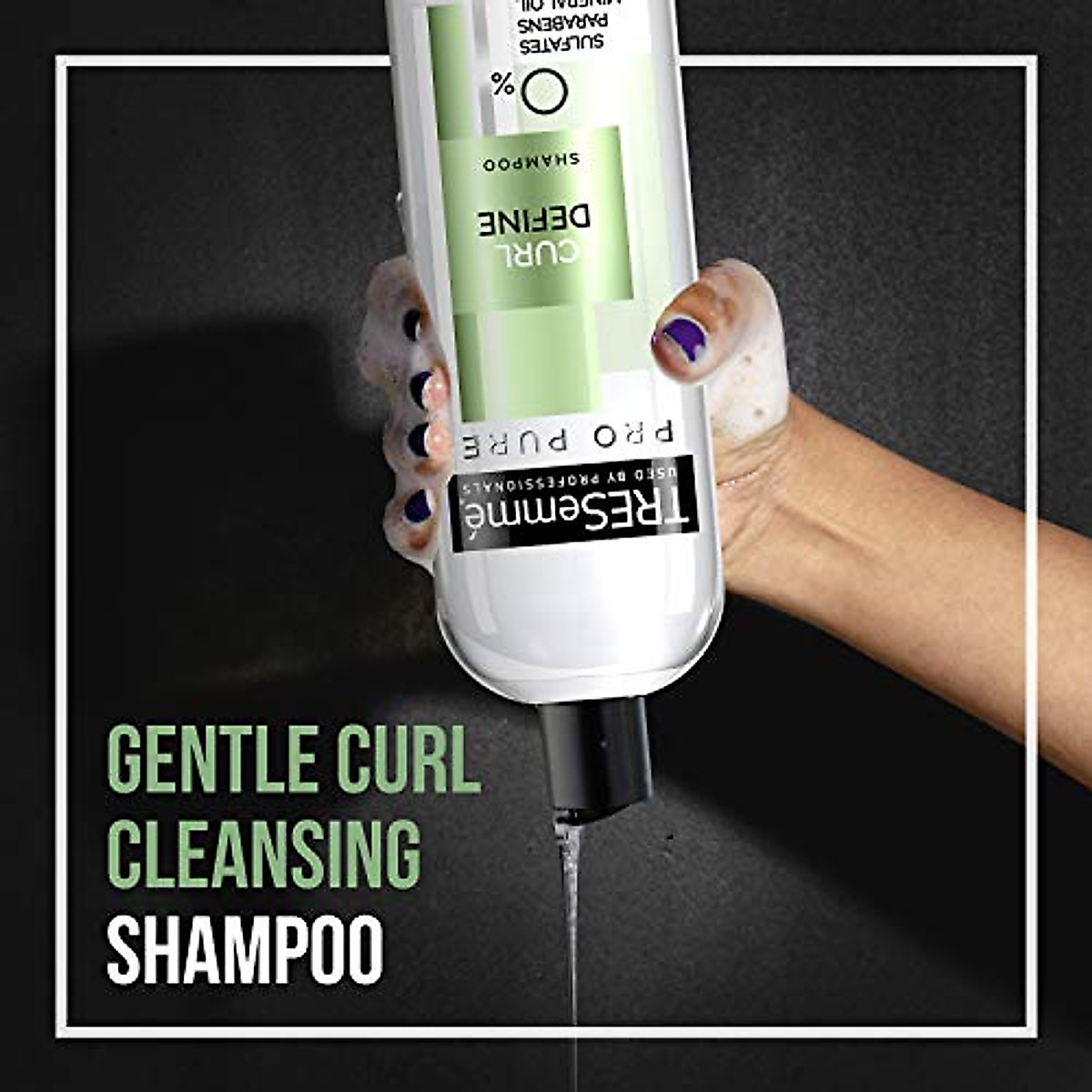 TRESemmé Pro Pure Shampoo Sulfate-Free for Curly & Define Hair with 0% Sulfates, Parabens, Mineral Oils and Dyes, 16 Oz, Pack of 4