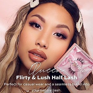 Glamnetic Magnetic Half Lashes Bundle - Princess & Queen | Natural Looking, Short Cat Eye Flared, 6 Magnet Band, Reusable up to 60 Wears