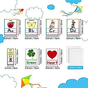 56 Pieces Alphabet and Number Bulletin Board Set Educational Bulletin Board Cards Early Learning Colors Shapes Cards Manuscript Alphabet Number Posters for Kindergarten Classroom Decorations