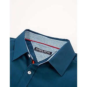 PJ PAUL JONES Men's Business Dress Shirts Short Sleeve Muscle Fit Casual Activewear Button-Down Dress Shirts Dark Blue S