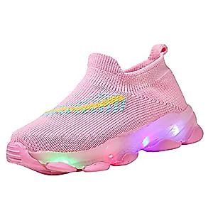 Lykmera Baby Led Running Shoes Bling Girls Light Luminous Sport Boys Led Kids Children Baby Walking Shoes Sports Shoes (Pink, 3.5-4 Years Toddler)