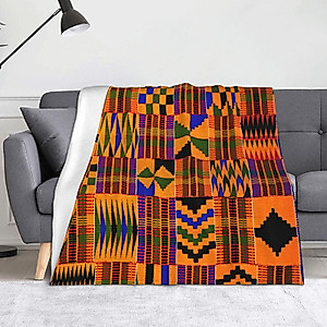 LELEMATE African Tribal Ethnic Kente Print Plush Throw Blanket for Boys Girls Teens Soft Flannel Bed Blanket for Sofa Chair Office Trip Camping Outdoor Home Decor 50"x60"