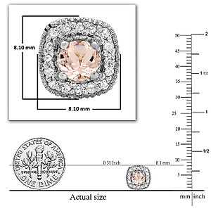 Dazzlingrock Collection Round 4mm Morganite & White Diamond Halo Screwback Stud Earrings for Women in 925 Sterling Silver