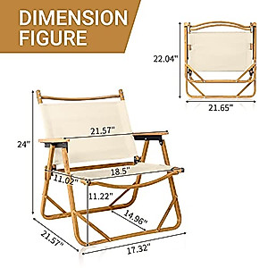 wenyuyu Folding Camping Chair, Heavy Duty Portable Oversized Lawn Chairs for Outdoor, Fishing, Yard, Sports - Aluminum Frame 600D Oxford Cloth Bearing 100kg (Beige, M)
