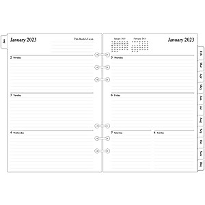 2023 Weekly & Monthly Planner Refill for A5 Ring Binder, 5-1/2" x 8-1/4", from January 2023 to December 2023, 6-Hole Punched