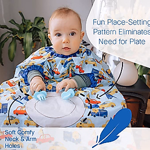 CUTE COMFORTZ Coverall Feeding Bibs Covers to Standard Highchair with Silicone Spoon & Fork, Waterproof allover Bib for Babies
