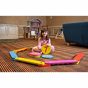 Wood Balance Beam Set for Children - Montessori Toddler Obstacle Path with Stepping Stones
