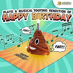 Plush Happy Birthday Card – Plays & Sings a Hilarious Version of the Happy Birthday Song - Lights Up in Sync to Music - 3D Pop Up Birthday Card Funny Birthday Card for Men, Women & Kids
