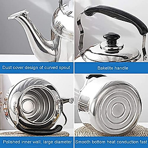 Food Grade Stainless Steel Tea Pots for Stove Top Automatic Whistling Tea Kettle, Anti-scalding Handle Dustproof Lid, Suitable for All Kinds of Stoves (Size : 5L)