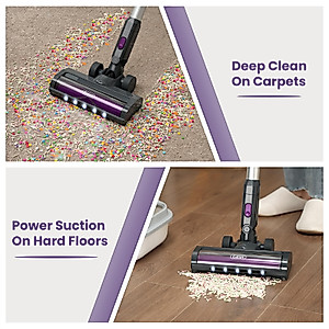 Cordless Vacuum Cleaner for Home | 400W Powerful Stick Vacuum | Long Runtime Detachable Battery | LED Display | Deep Clean for Hard Floor Carpet