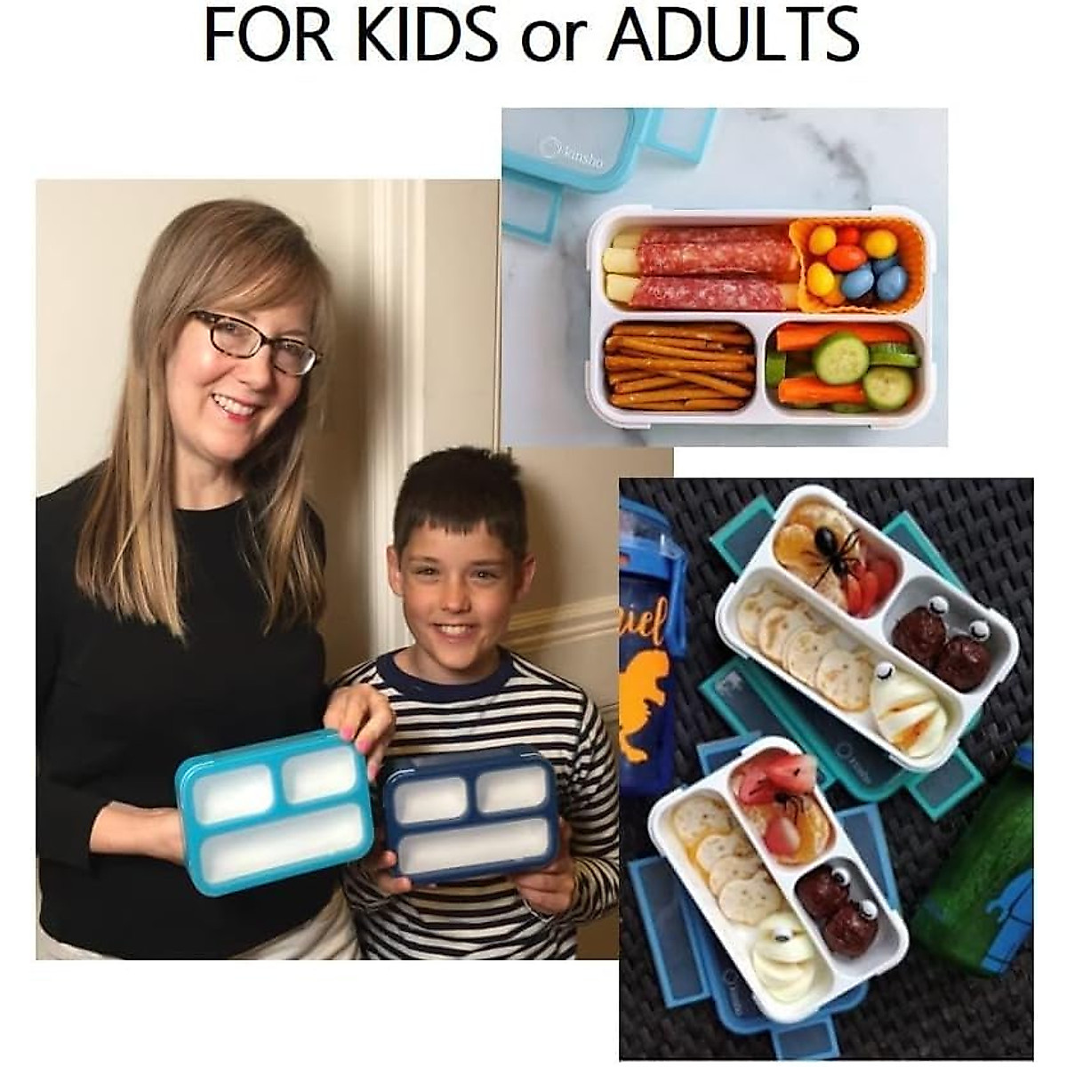 MINI Bento-Box Lunch and Snack Boxes Set of 2 | Small Leakproof Portion Containers For Kids Boys Girls Toddlers Adults | BPA Free for School Pre-School Daycare Travel Keto | Navy & Blue