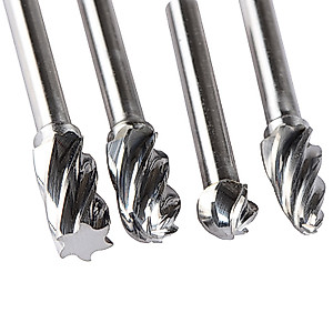 SpeTool Carbide Rotary Burr For Aluminum Cutting (Non-Ferrous) 1/4 inch shank 4Pcs/Pack